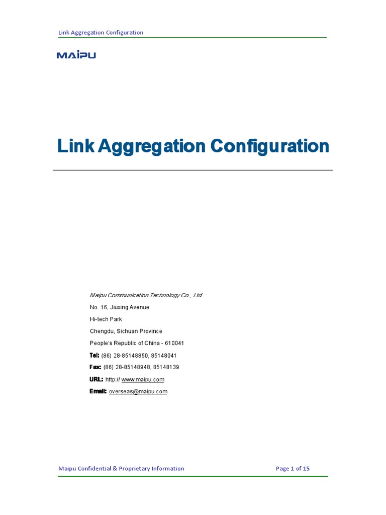 Chapter 05 Link Aggregation Configuration | PDF | Port (Computer ...
