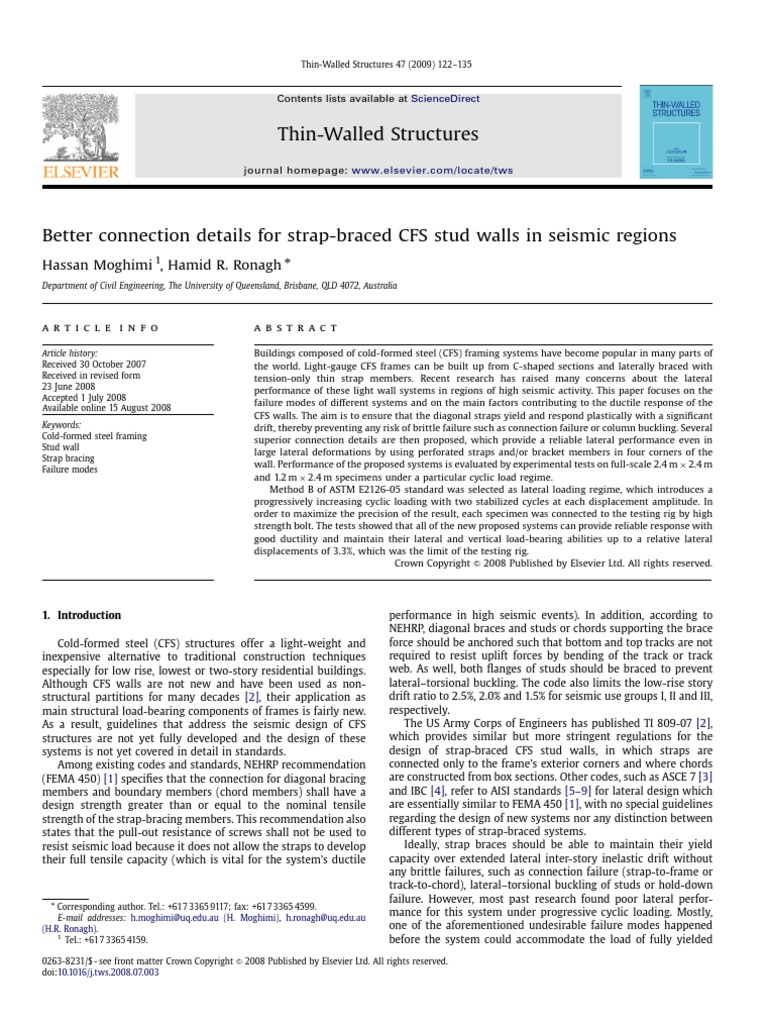 Thin-Walled Structures: Hassan Moghimi, Hamid R. Ronagh | PDF | Framing ...