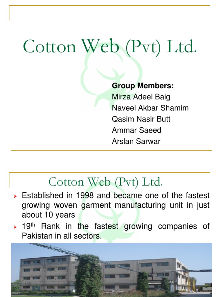 Overview of Cotton Web (Pvt) Ltd. | PDF