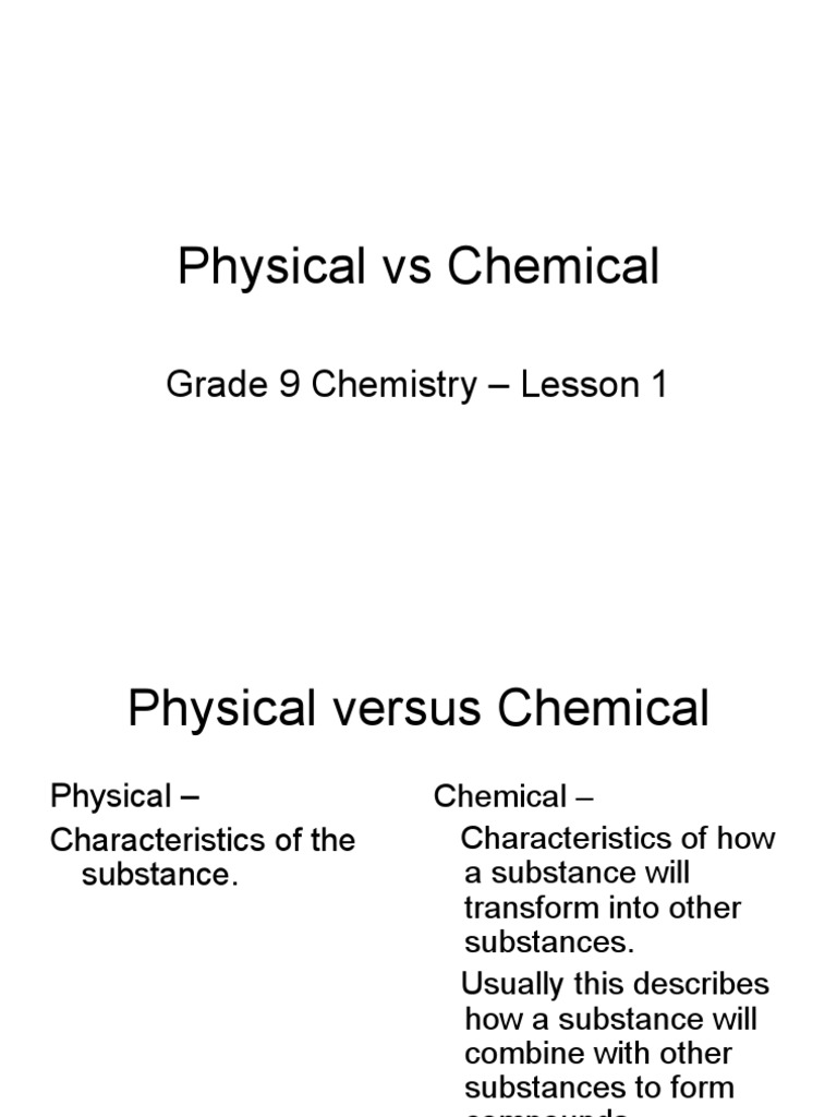 Grade 9 Physical and Chemical Change Powerpoint | PDF | Chemical ...