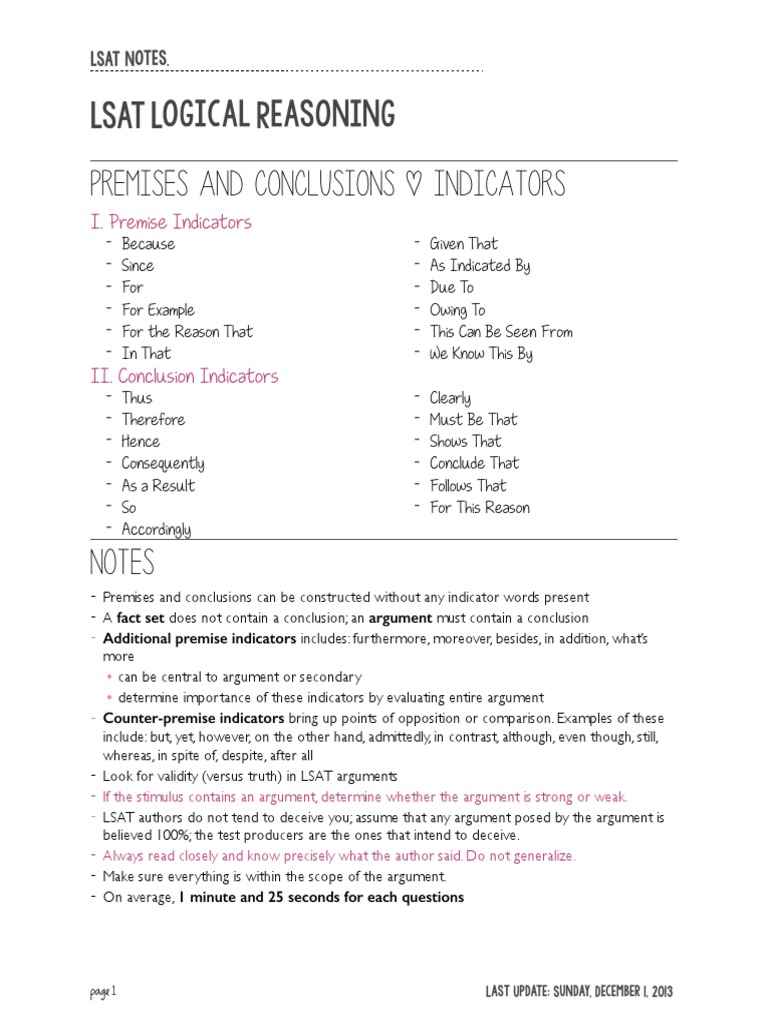 LSAT Study Notes | PDF | Argument | Validity