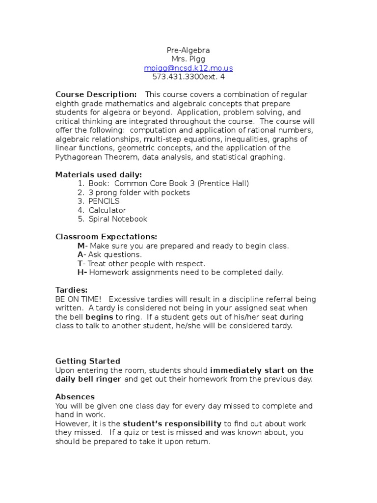 Pre-Algebra Course Guide | PDF | Language Arts & Discipline