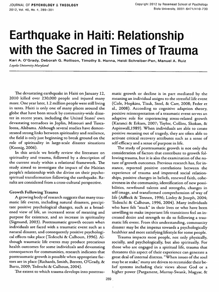 Faith in Times of Trauma | PDF | Psychological Trauma | Spirituality
