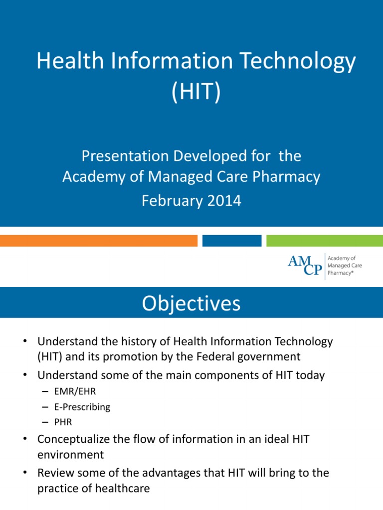Health Information Technology (HIT) : Presentation Developed For The ...