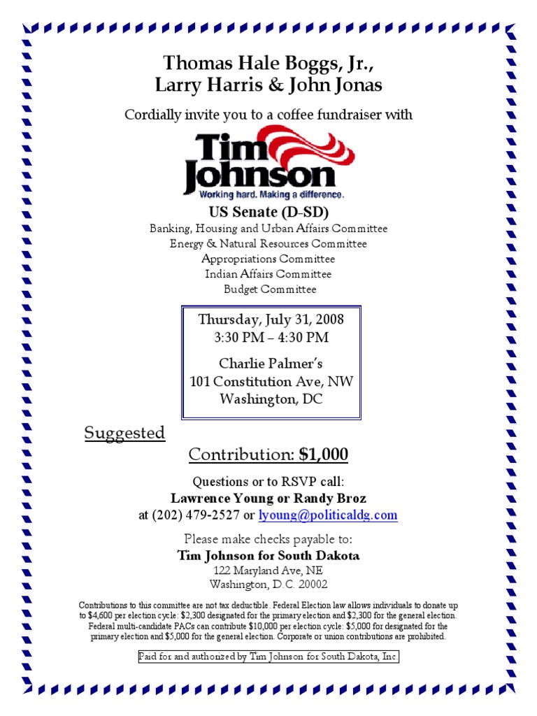 Coffee Fundraiser For Tim Johnson | PDF | Politics
