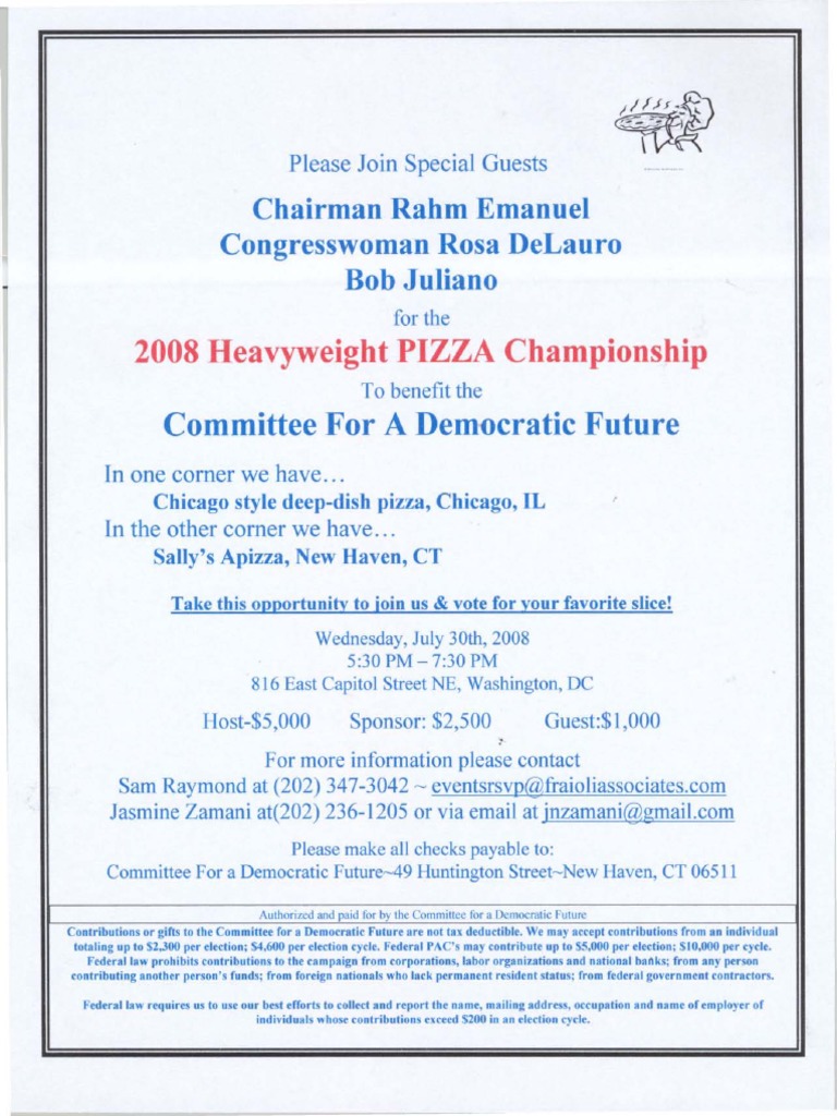 2008 Heavyweight Pizza Championship Event | PDF | Politics