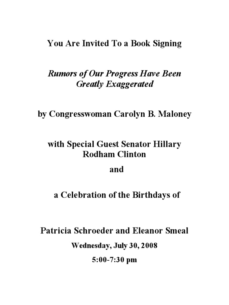 Book Signing with Maloney & Clinton | PDF | Politics | Social Science