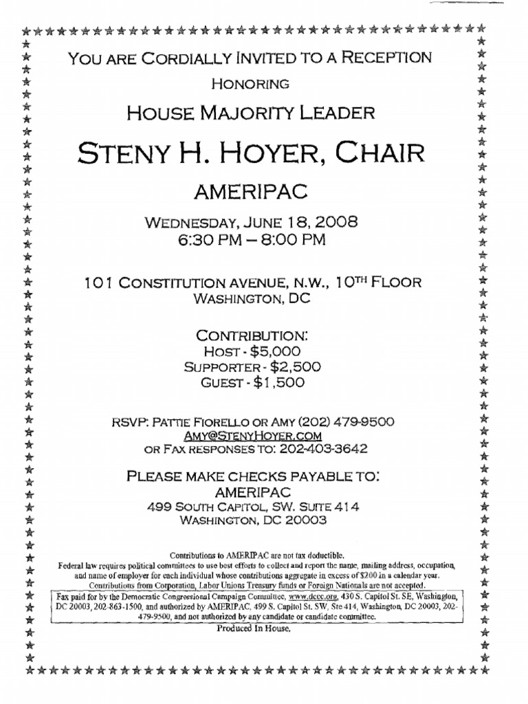 Ameripac Reception Invitation | PDF | Washington | Politics Of The ...