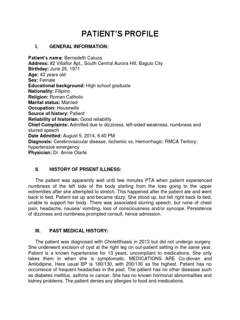 Patient'S Profile | Download Free PDF | Blood Vessel | Clinical Medicine