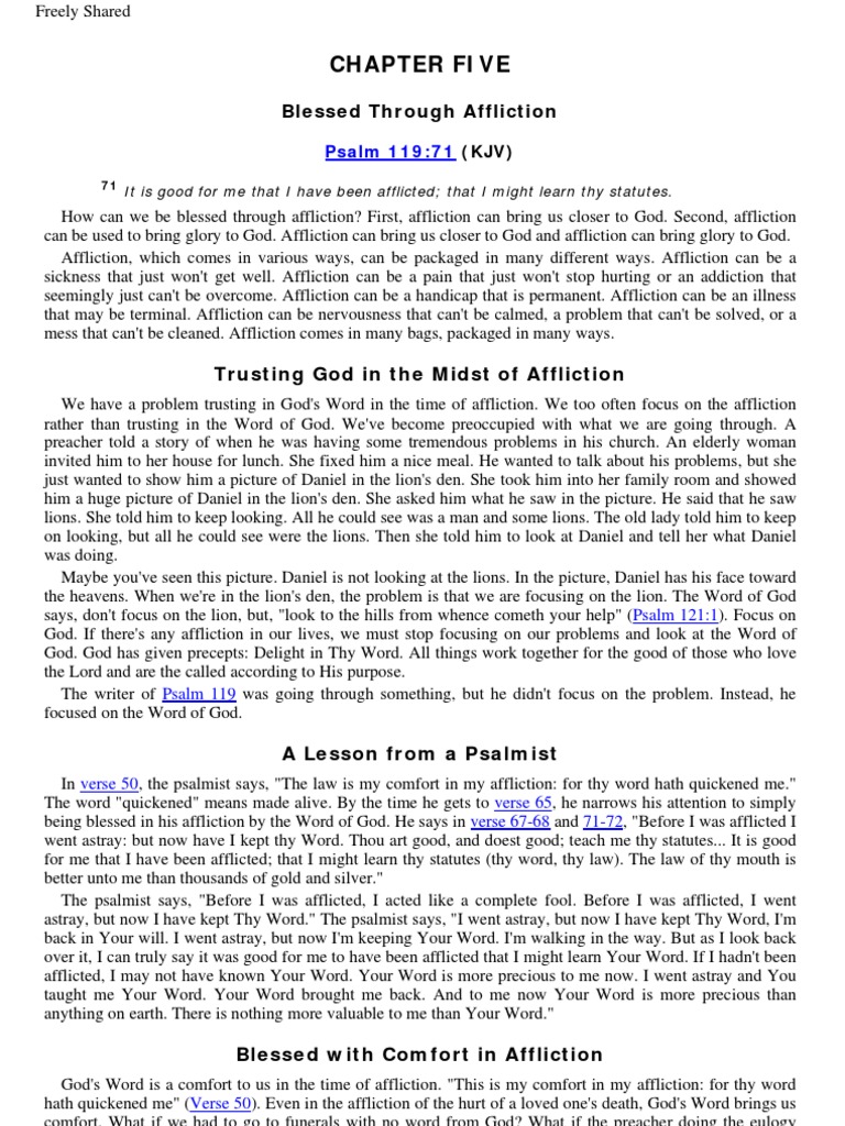 Chapter Five: Trusting God in The Midst of Affliction | PDF | Psalms ...