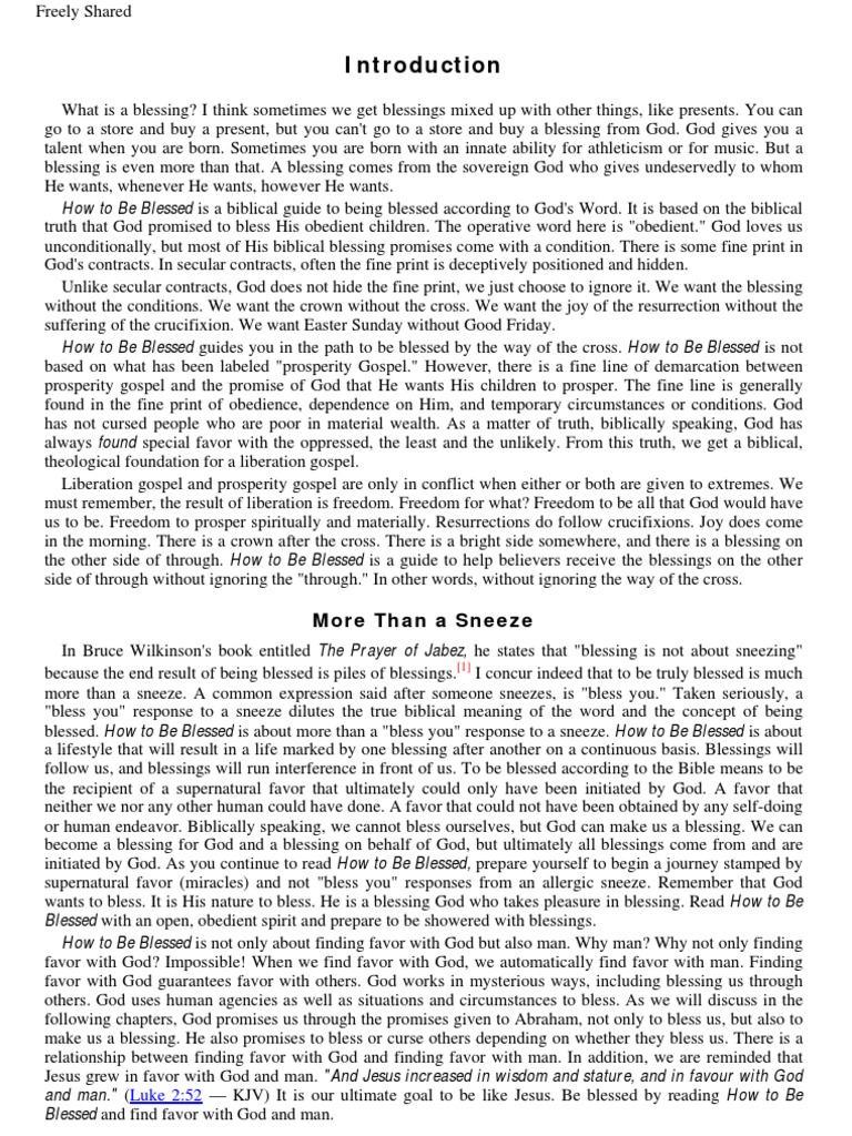 Introduction To Blessing | PDF | Blessing | Prosperity Theology