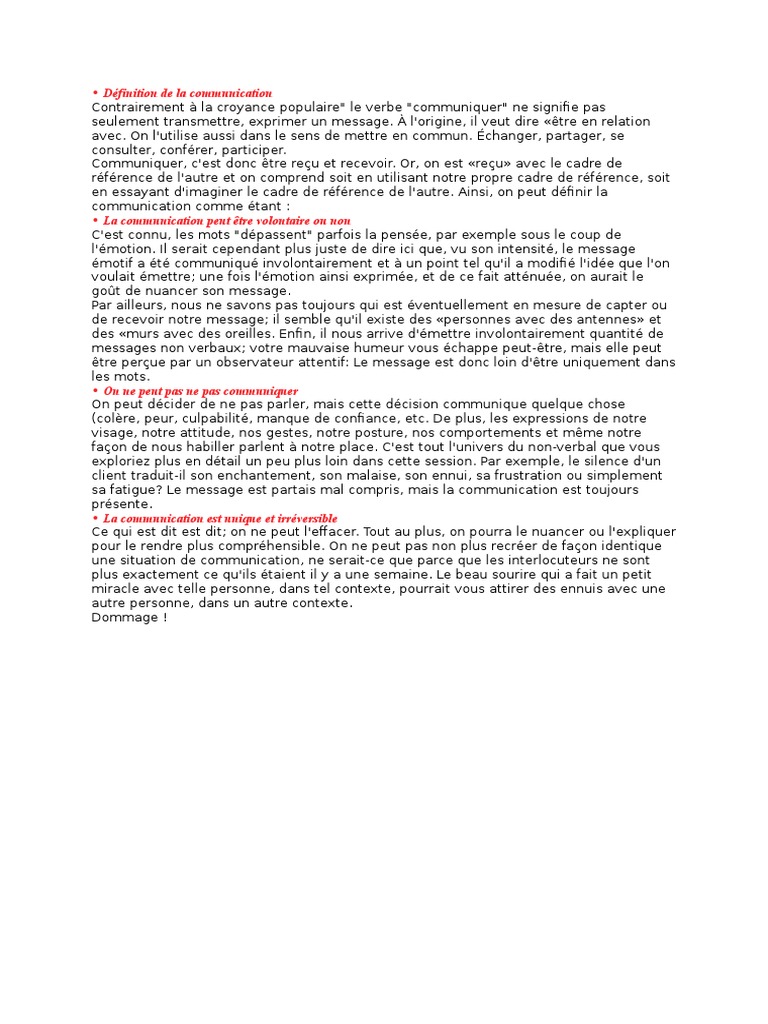 Définition de la communication | PDF | Définition | la communication