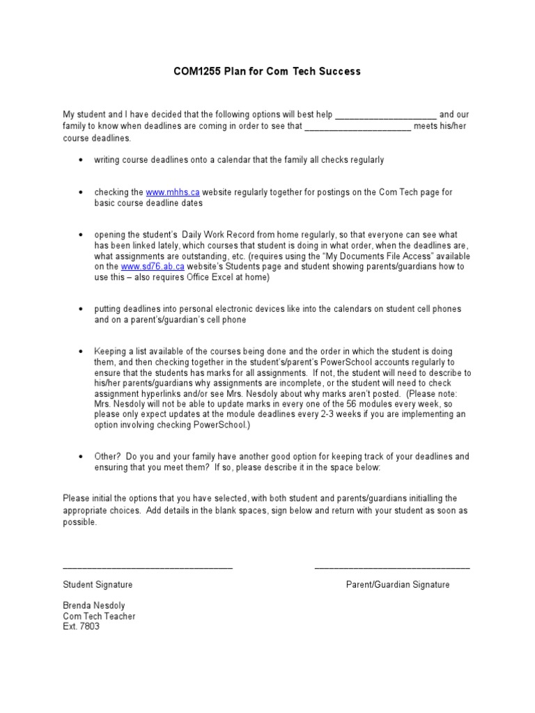 Com Tech Deadline Management Plan | PDF | Career & Growth | Business