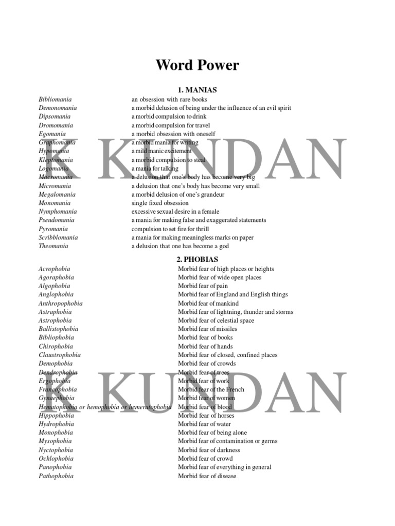 Word Power | PDF | Grammatical Number | Mania