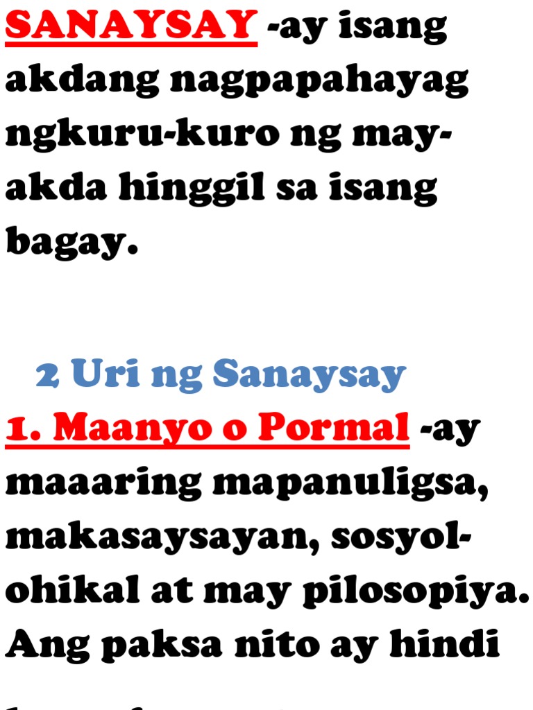 2 Uri Ng Sanaysay At Kahulugan Nito - Huxley Sanaysay