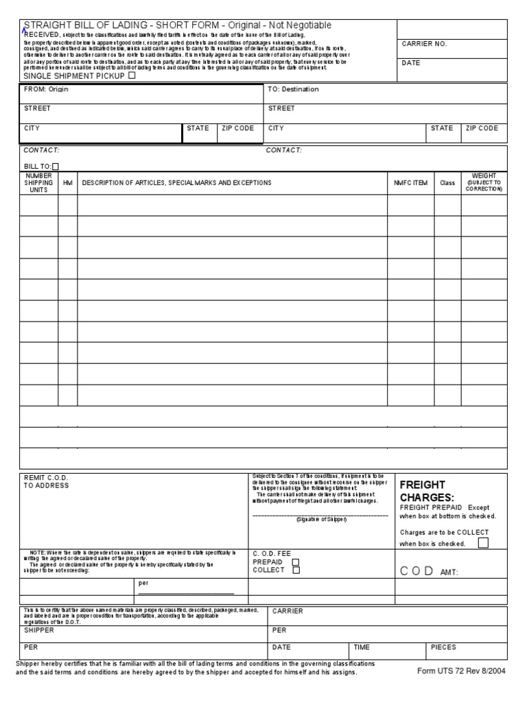 Blank BOL | PDF | Cargo | Freight Transport