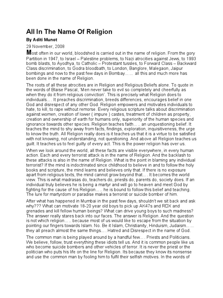All in The Name of Religion | PDF