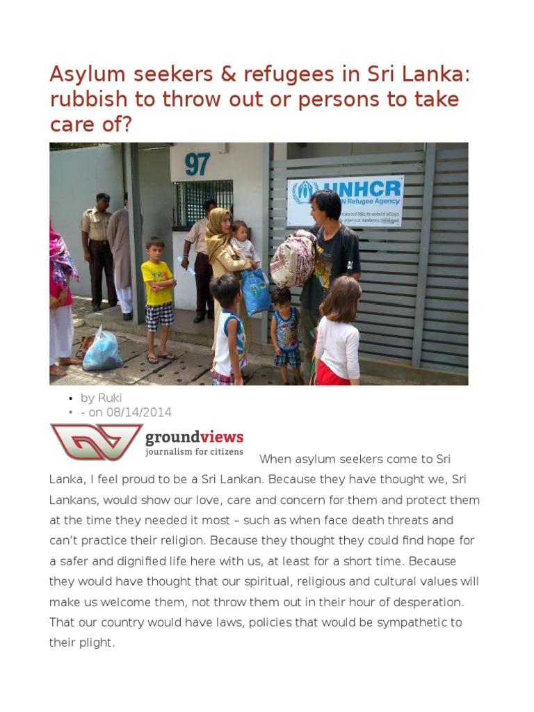 Asylum Seekers & Refugees in Sri Lanka Rubbish To Throw Out or Persons ...