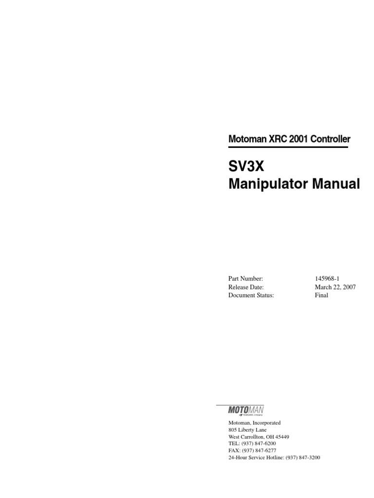 SV3X Manipulator Manual | PDF | Safety | Electrical Wiring