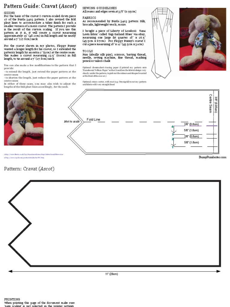 Cravat Ascot Pattern | Consumer Goods | Sewing | Free 30-day Trial | Scribd