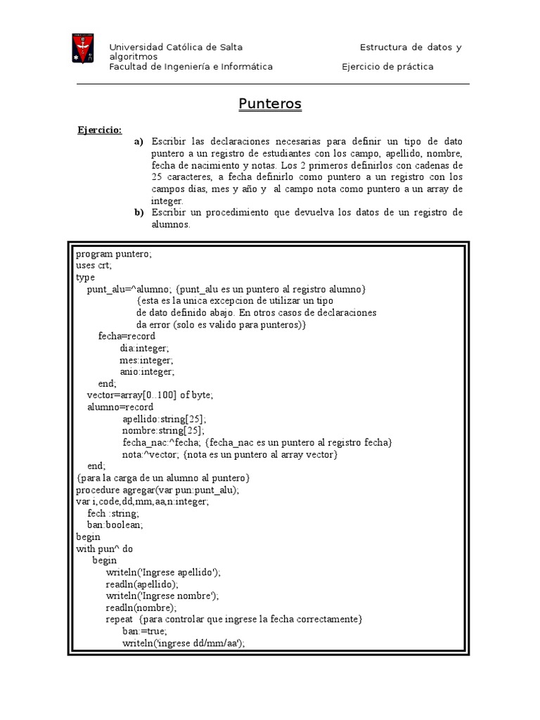 Ejercicio de Punteros | PDF | Puntero (Programación de computadora) | Ingeniería de software
