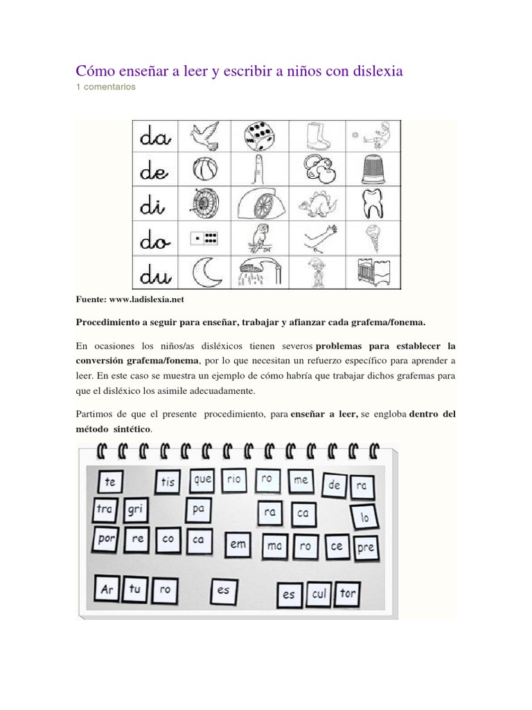 Cómo Enseñar A Leer y Escribir A Niños Con Dislexia | PDF | Dislexia ...
