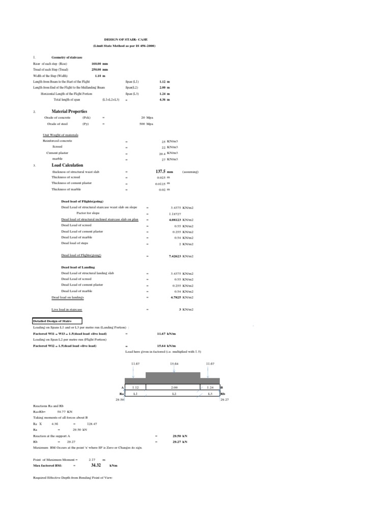 Load Calculation+staircase Design | PDF | Stairs | Applied And ...
