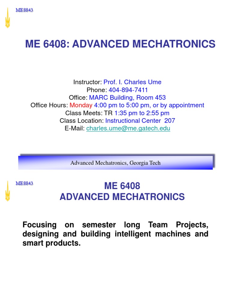 ME 6408 Course Outline Spring14 | PDF | Actuator | Engineering