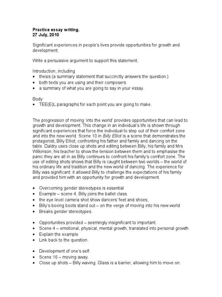 Billy Elliot Sample Essay | PDF | Essays | Social Psychology