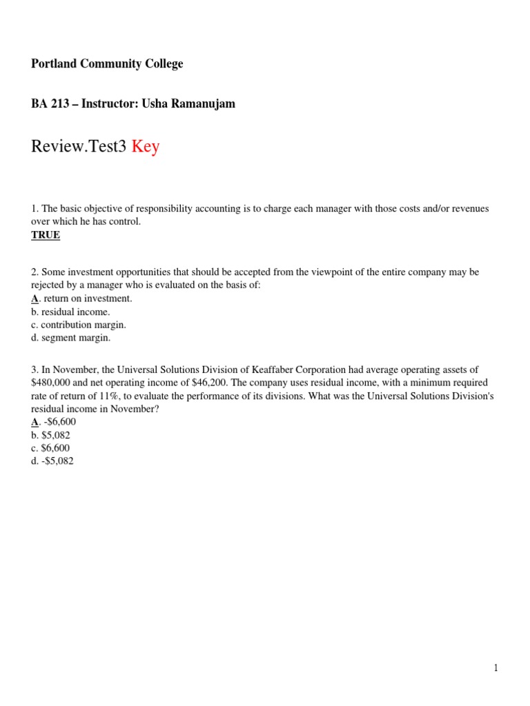BA213 Test3 Review Answers | PDF | Depreciation | Net Present Value