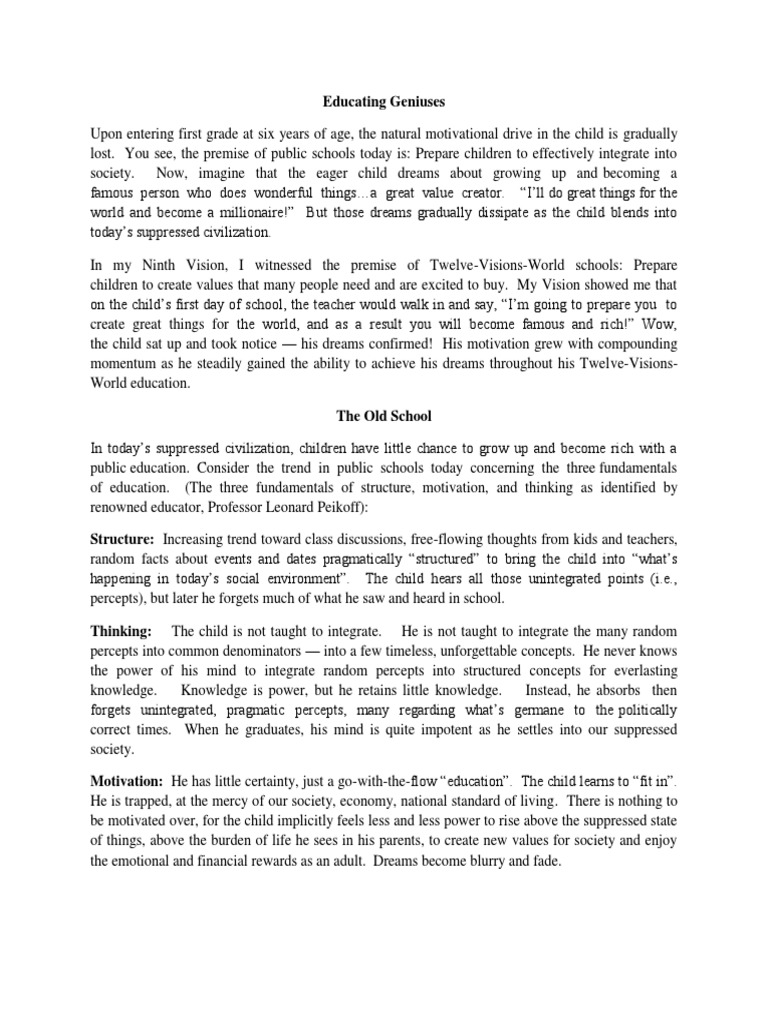 Neothink, Education, Integration | PDF | Perception | Creativity