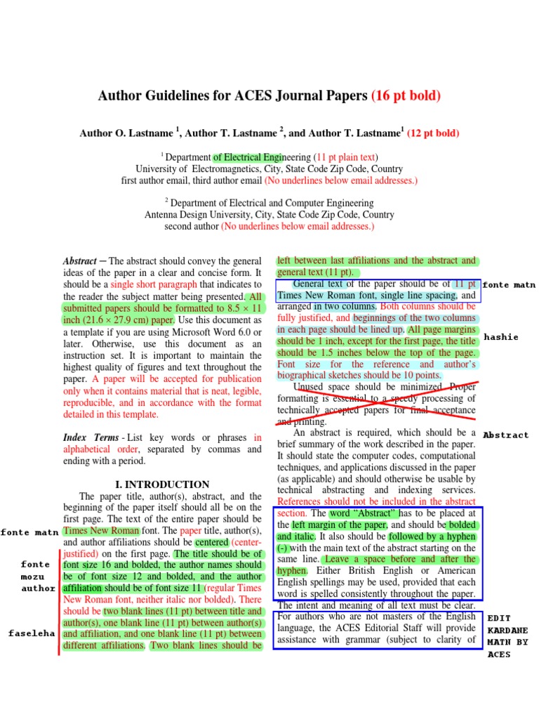 ACES Journal Paper Guidelines Jan 2013 | PDF | Letter Case | Copyright