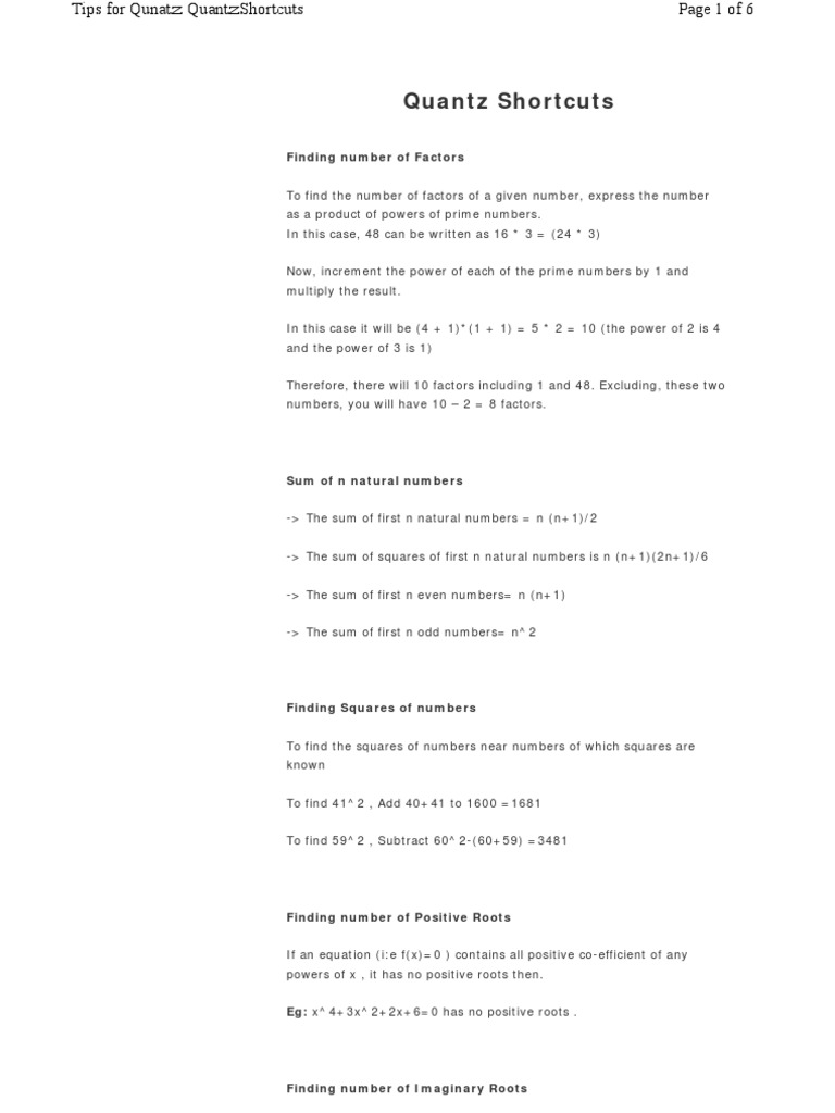 Shortcuts For Math | PDF | Numbers | Mathematical Analysis