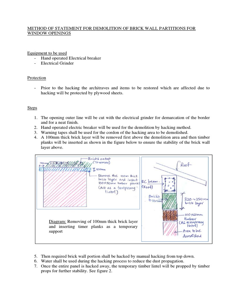 MS For Demolition of Brick Wall Partitions For Window Openings | PDF ...