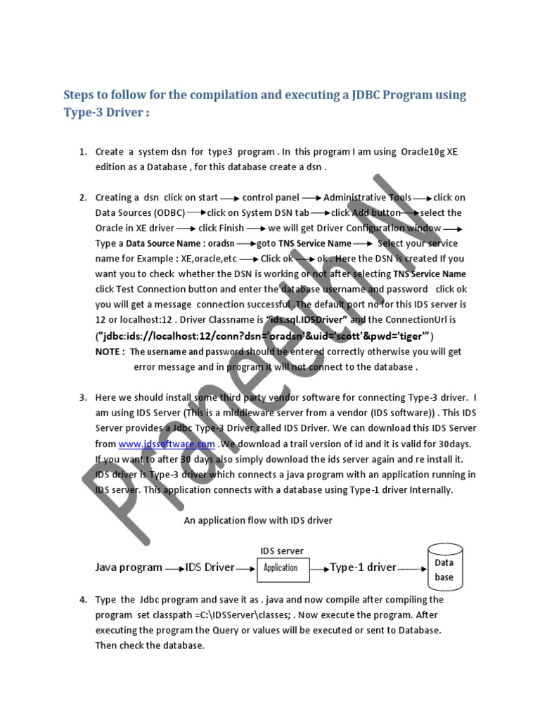 Steps To Follow Type-3 JDBC Program | PDF | Oracle Database | Databases