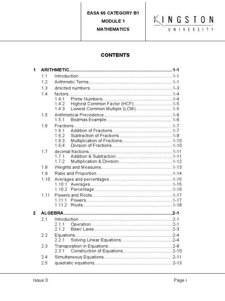 EASA Module 1 - Mathematics | PDF | Fraction (Mathematics ...