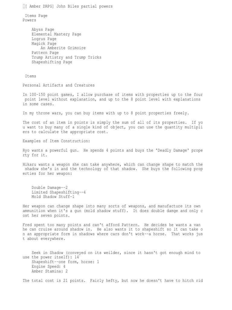 (Amber DRPG) John Biles Partial Powers | PDF | Senses | Flight