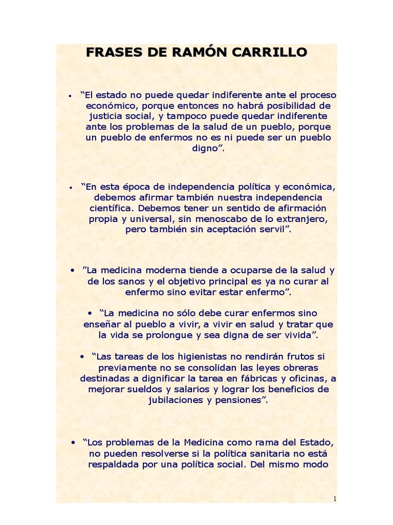 Frases de Ramón Carrillo | PDF