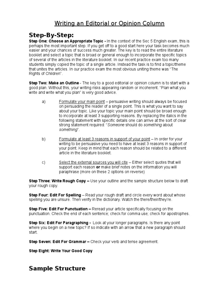 Writing an Editorial or Opinion Column(1) | Writing | Languages