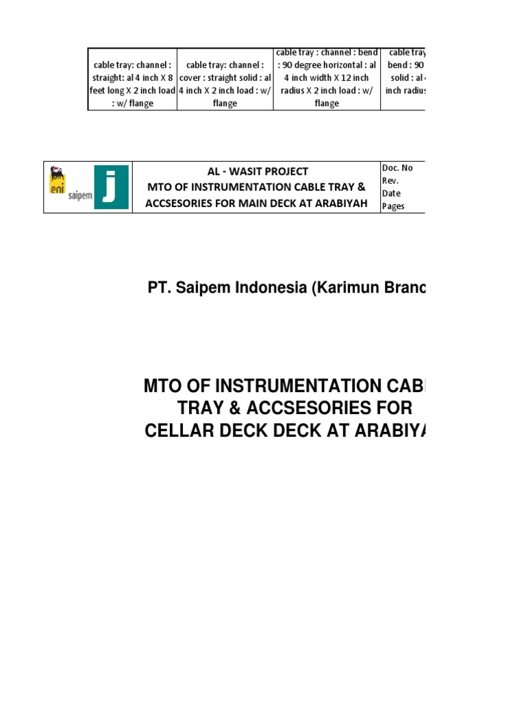 MTO Instr Cable Tray | Download Free PDF | Nut (Hardware) | Washer ...