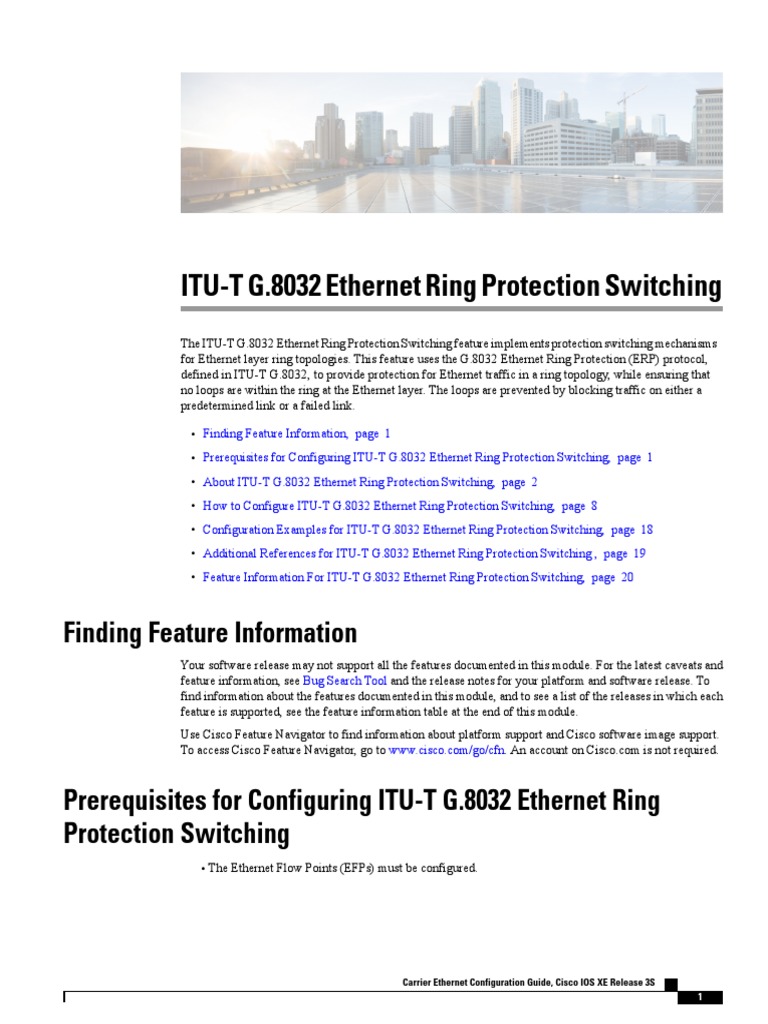 Cisco ITU-T G.8032 Ethernet Ring Protection Switching | PDF | Data ...