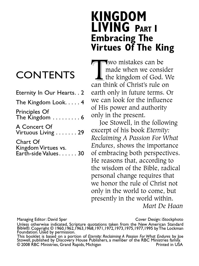 Kingdom Living Part 1 Embracing The Virtues of The King | PDF ...