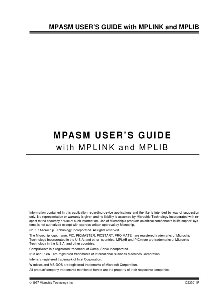 Mpasm Users Guide | PDF | Command Line Interface | Assembly Language