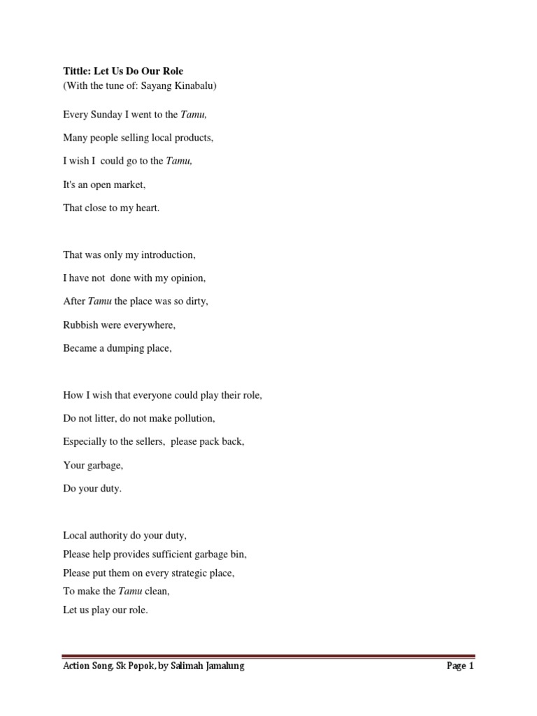 Let Us Do Our Role Song | PDF