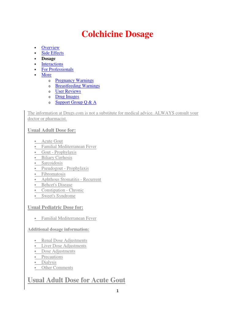 Colchicine Dosage | Download Free PDF | Gout | Adverse Effect