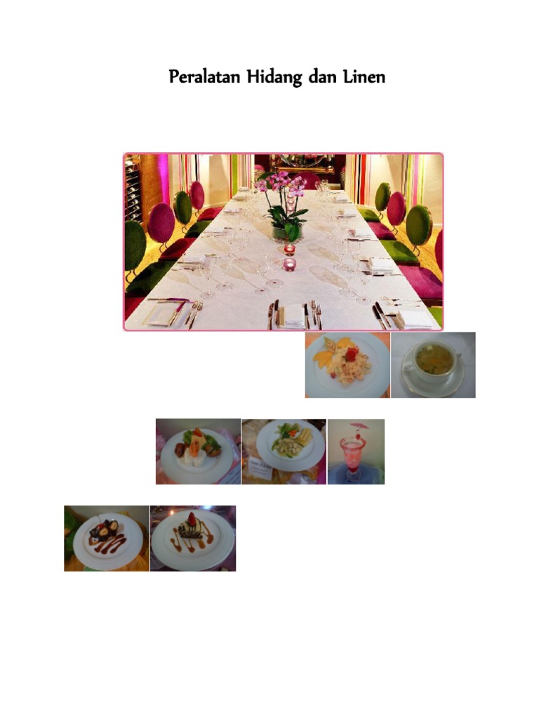 Peralatan Hidang Dan Linen | PDF | Memasak, Makanan, & Anggur | Kajian ...