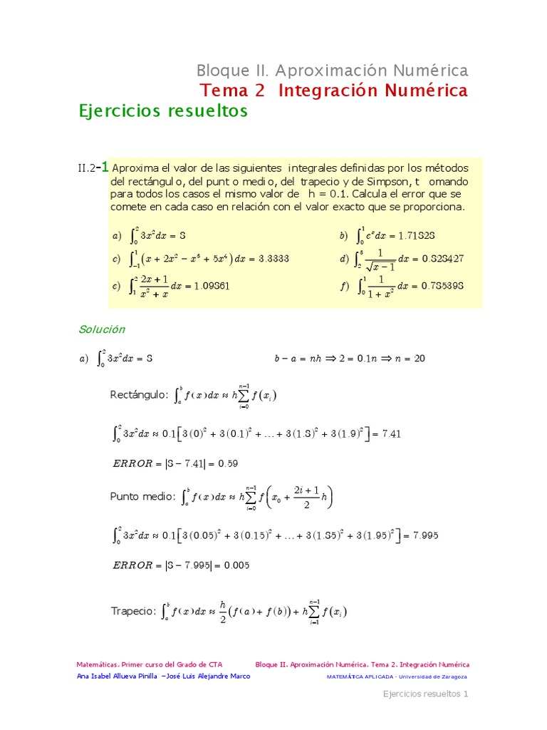 Tema2 Resueltos Calculo Numerico Integrales | PDF | Integral | Ciencia computacional