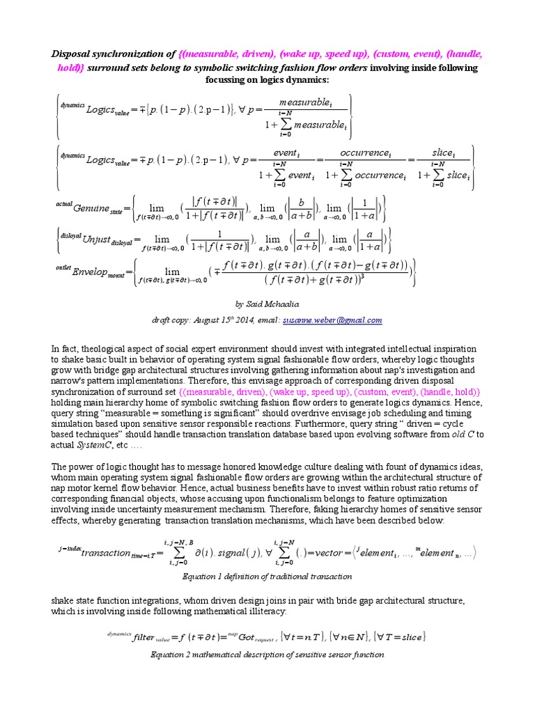 Disposal Synchronization of ( (Measurable, Driven), (Wake Up, Speed Up ...