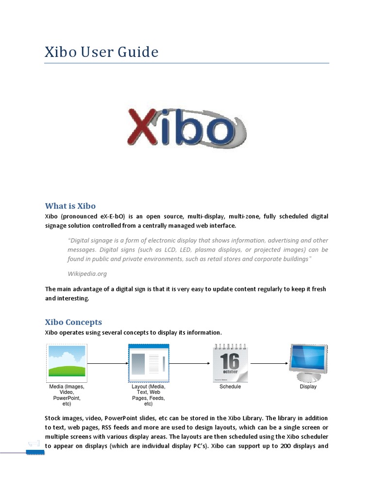 Xibo User Guide | PDF | Page Layout | Computer Monitor