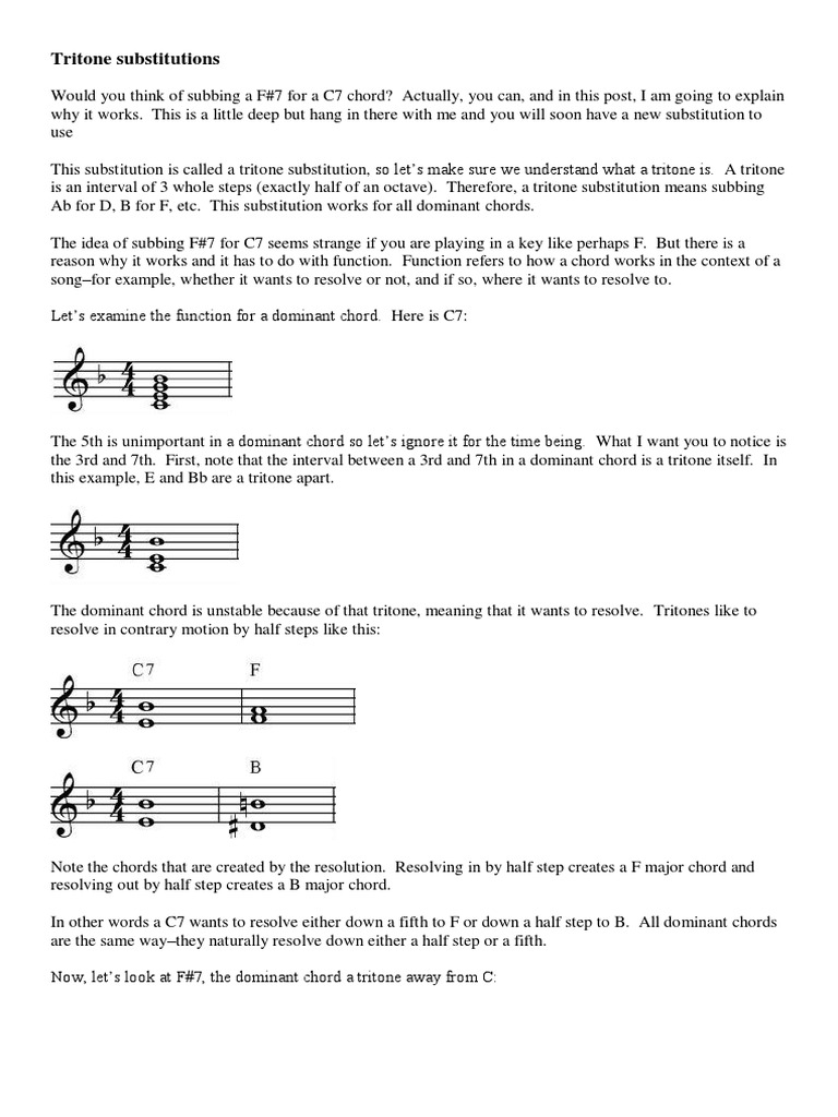Tritone Substitutions | PDF | Chord (Music) | Pitch (Music)